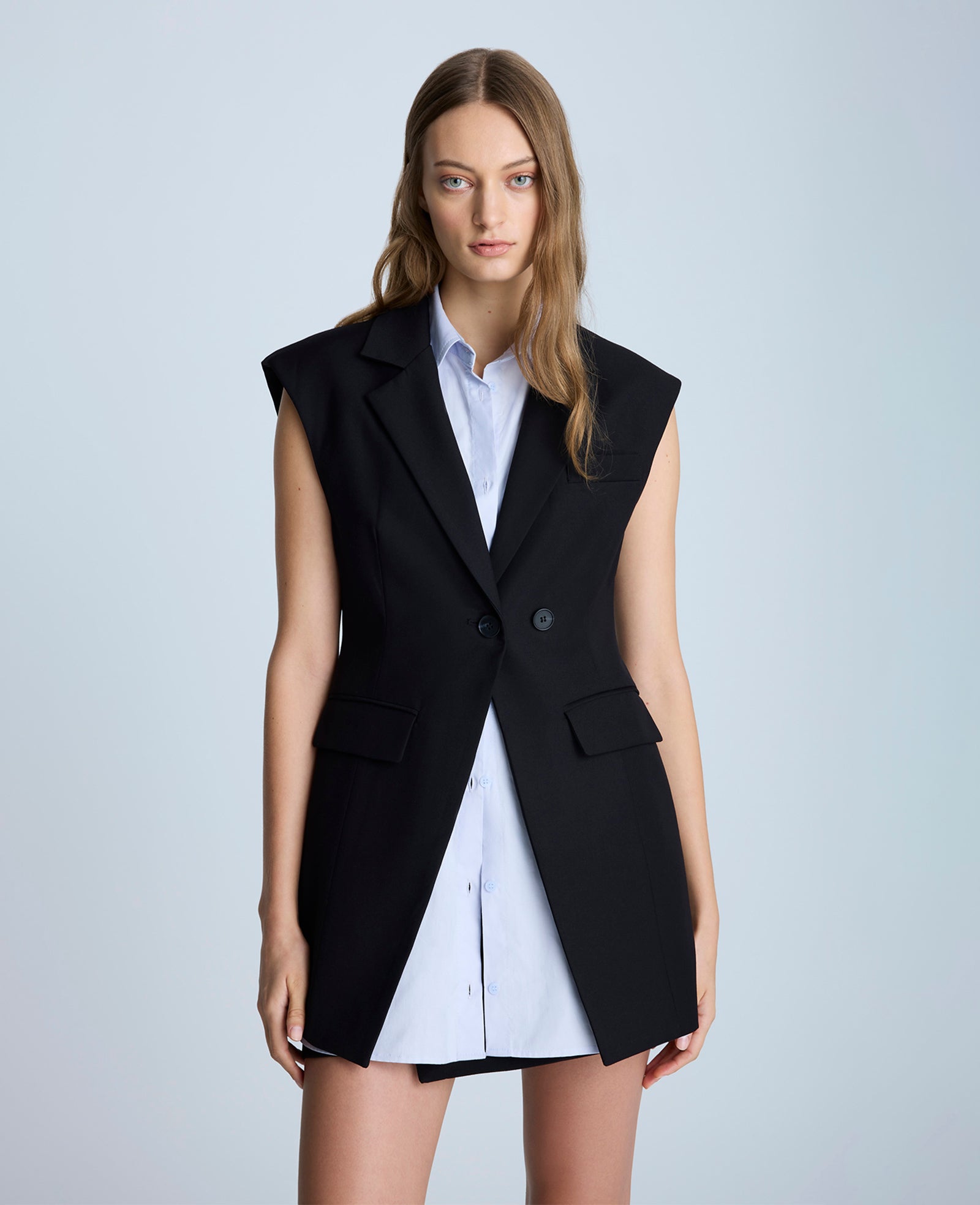 Shop Layered Black Vest with Detachable Shirt Front | KC