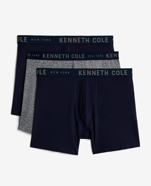 3-Pack Boxer Briefs Navy/Alloy Modal Stretch | Kenneth Cole