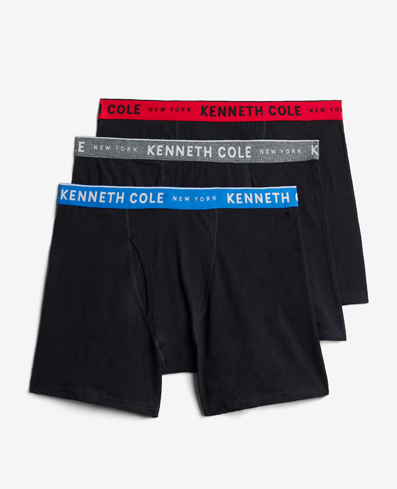Shop 3-Pack Stretch Boxer Briefs – Black | Kenneth Cole