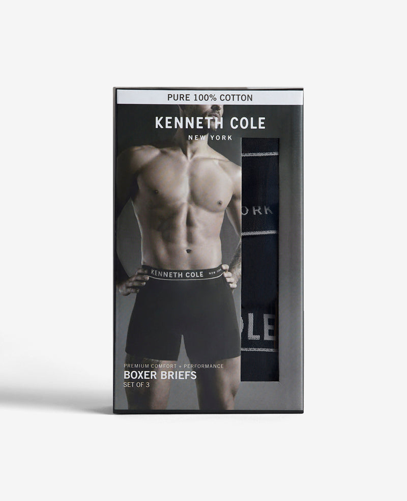 Shop Men’s 100% Cotton Boxer Briefs 3-Pack | Kenneth Cole