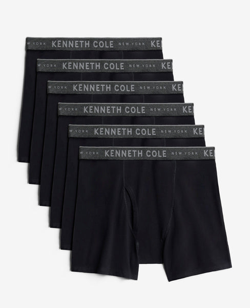 6-Pack Black Boxer Briefs – Cotton Stretch | Kenneth Cole