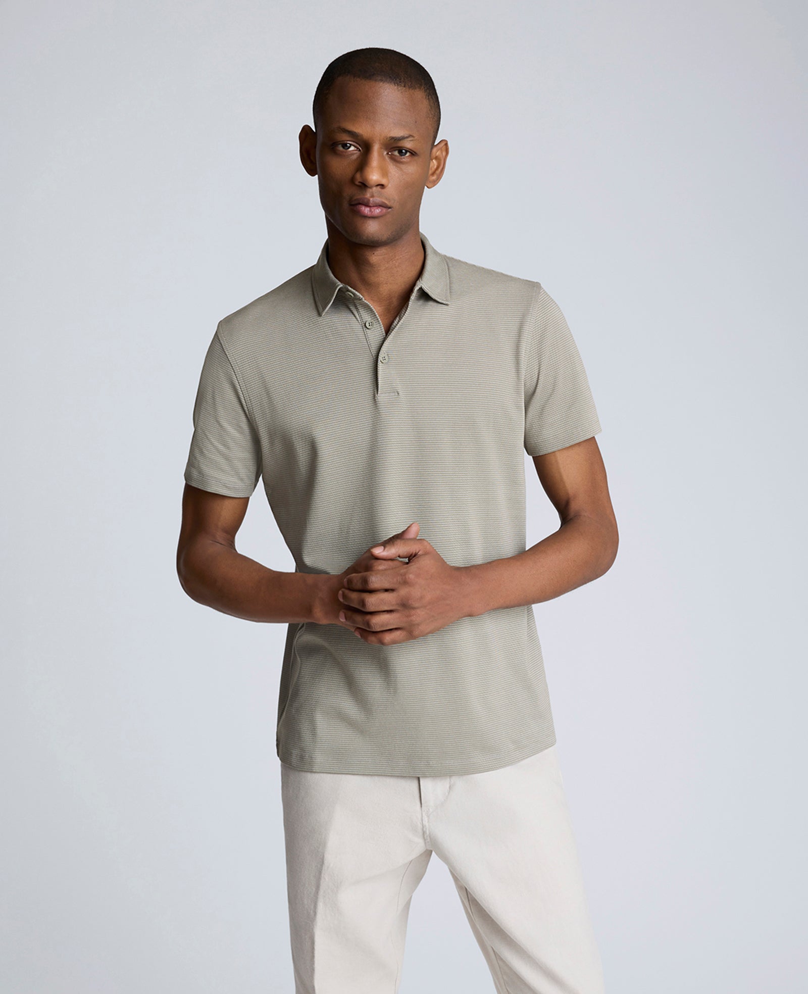 Shop Sage Two-Toned Knit Polo – Soft, Stretchy & Breathable