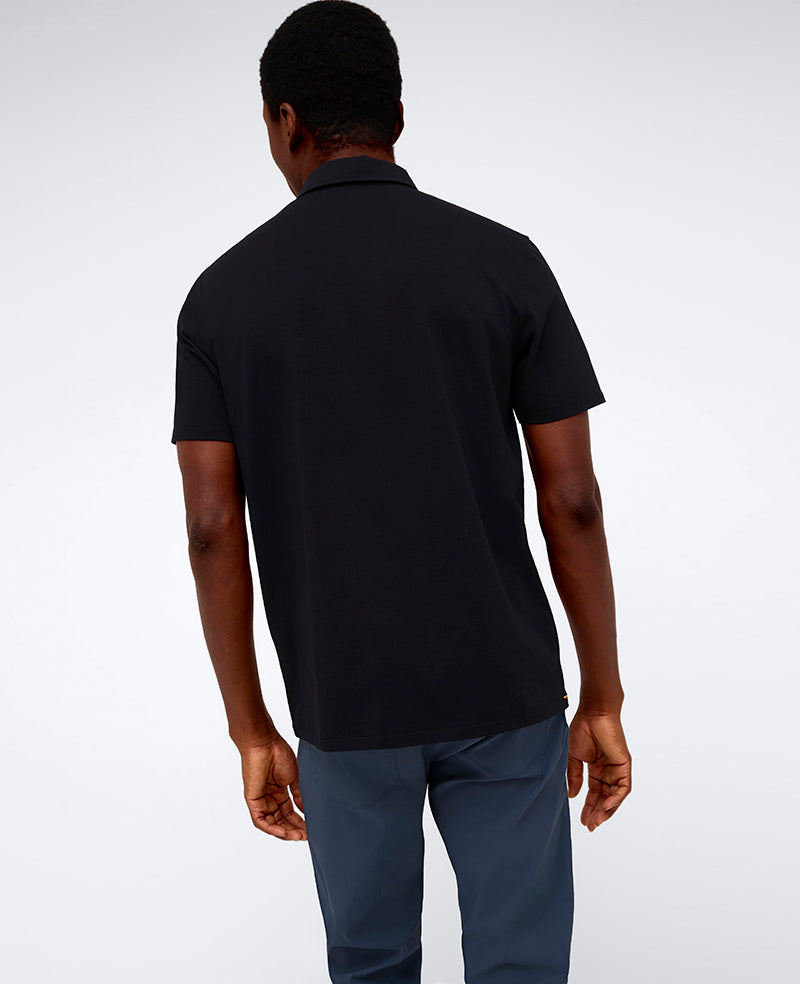 Black Performance Polo – 4-Way Stretch & Cotton Comfort | KC