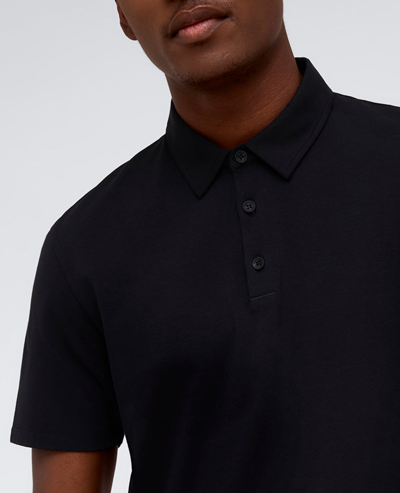 Black Performance Polo – 4-Way Stretch & Cotton Comfort | KC