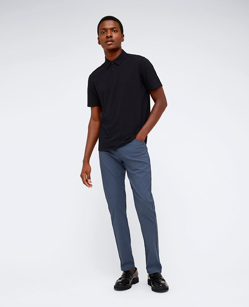 Black Performance Polo – 4-Way Stretch & Cotton Comfort | KC