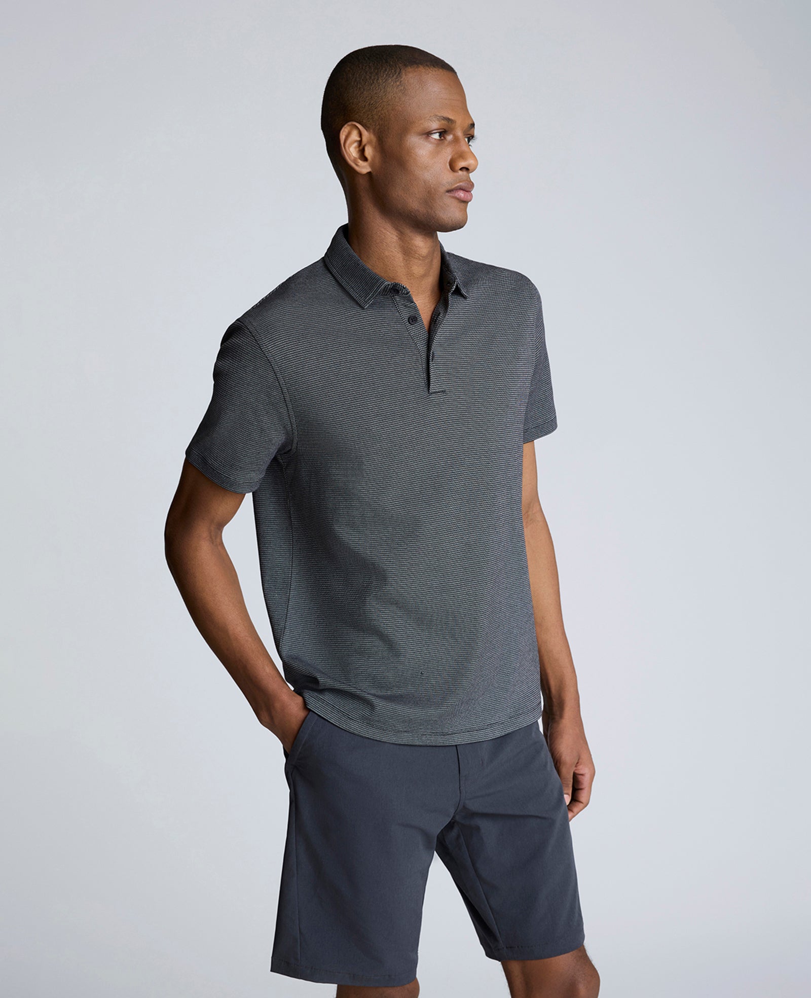 Shop Black Two-Toned Knit Polo – Soft, Breathable & Stretchy