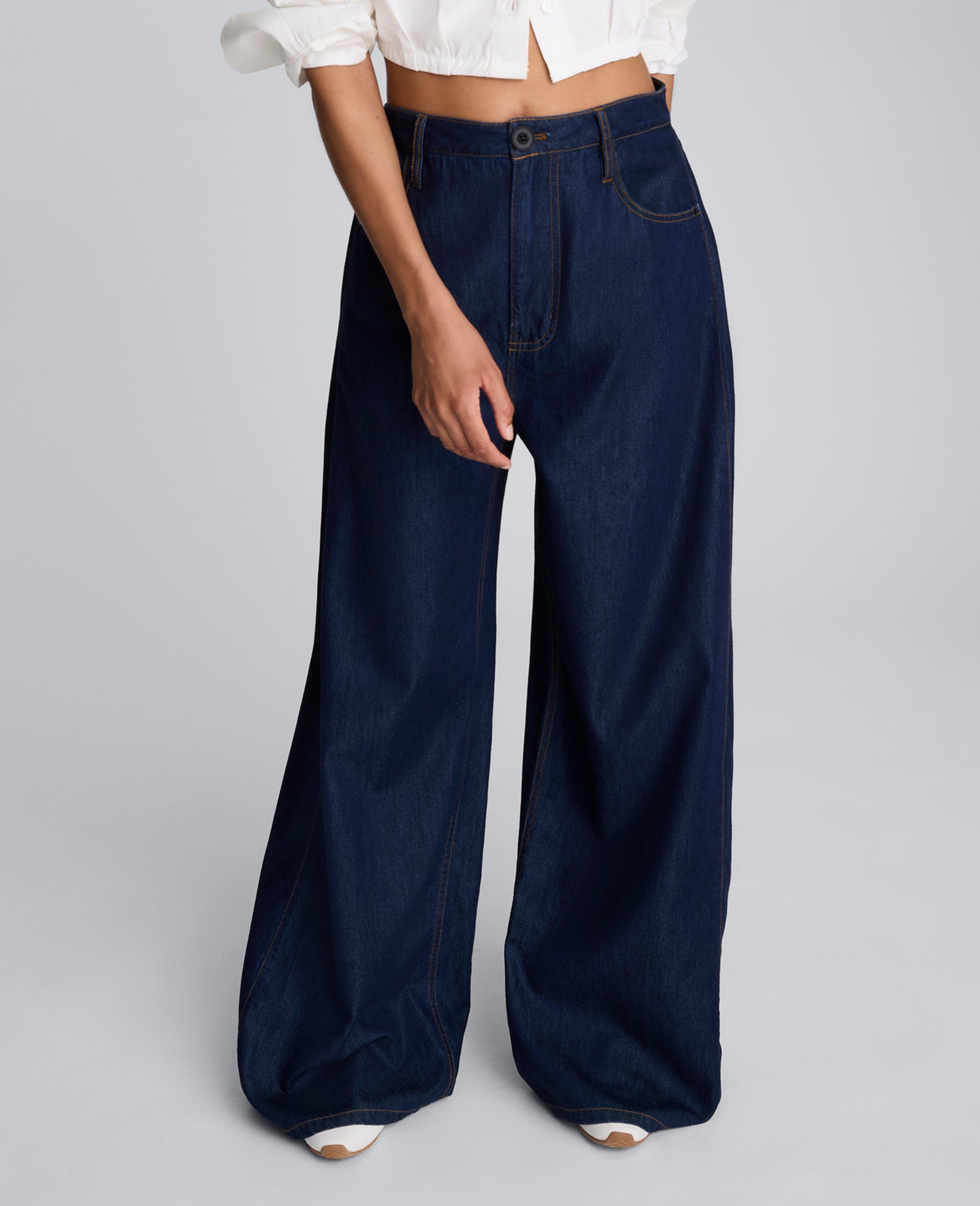 Drapey Denim Wide Leg Pant