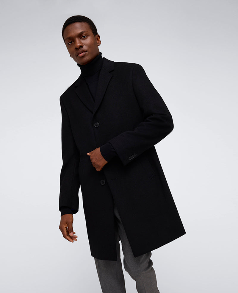 Shop Classic Fit Black Overcoat for Men | Kenneth Cole
