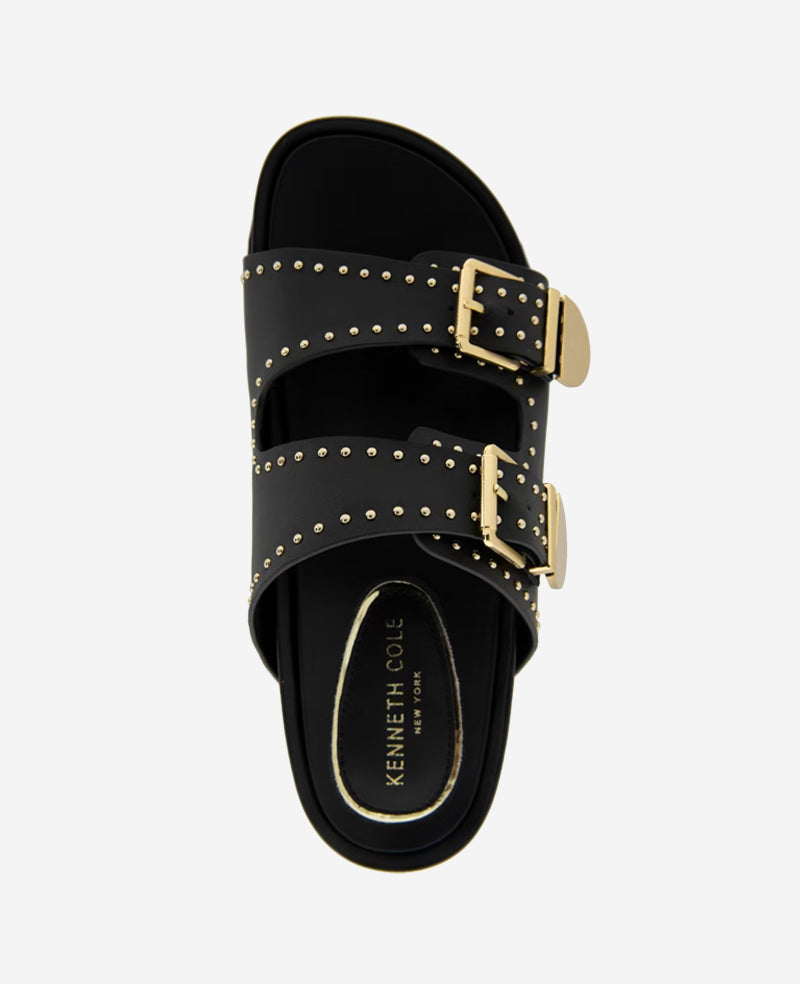 Gradie Double Buckle Studded Leather Platform Sandal | KC