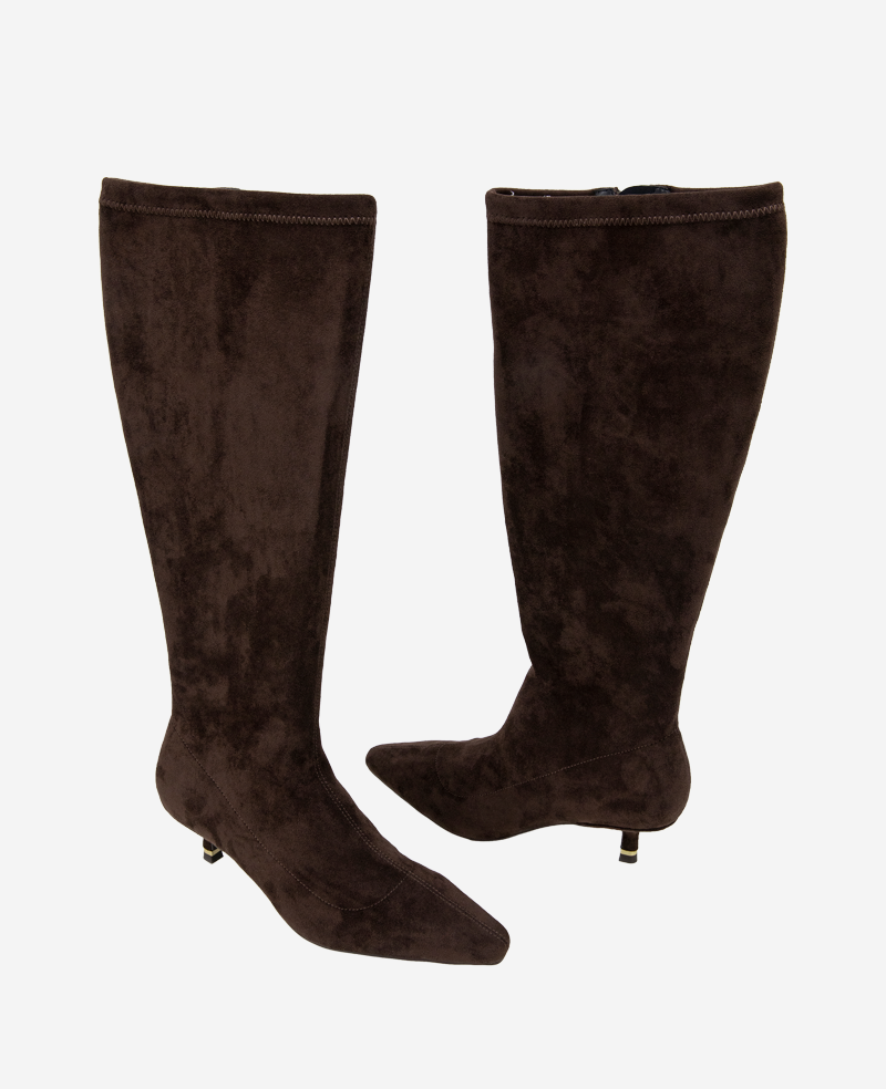 Shop Meridith Stretch Boot in Chocolate Suede | Kenneth Cole
