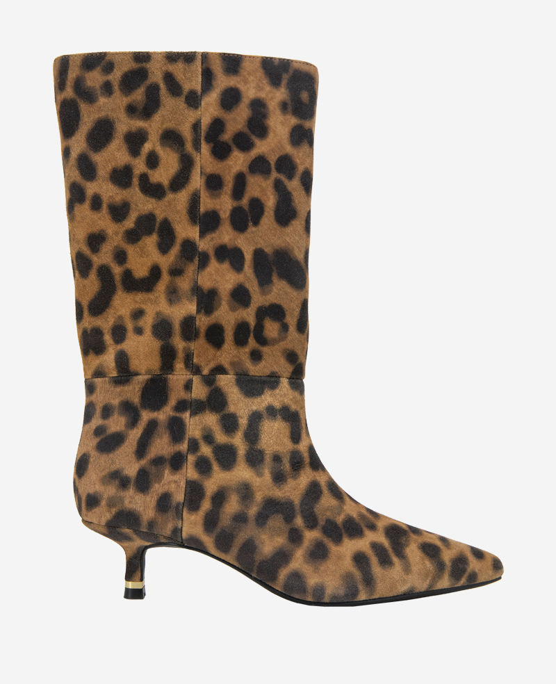 Shop Meryl Leopard Suede Boot – Kitten Heel | Kenneth Cole