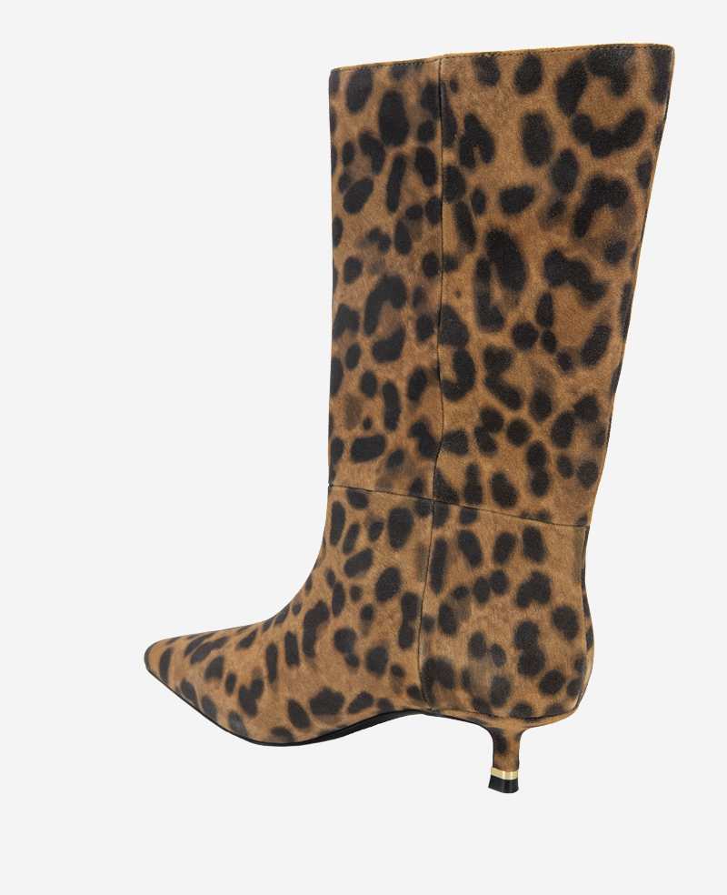 Shop Meryl Leopard Suede Boot – Kitten Heel | Kenneth Cole