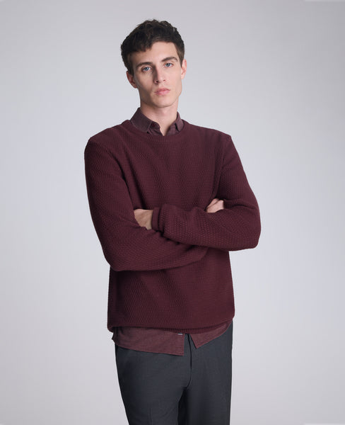 Shop Popcorn Crew Sweater: Burgundy Textured Knit | KC