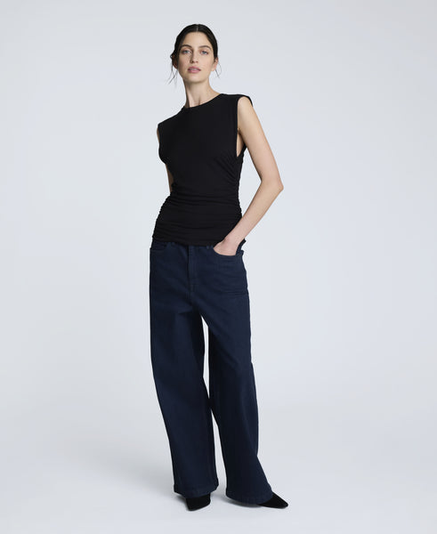 Sleeveless Side Rouched Knit Top