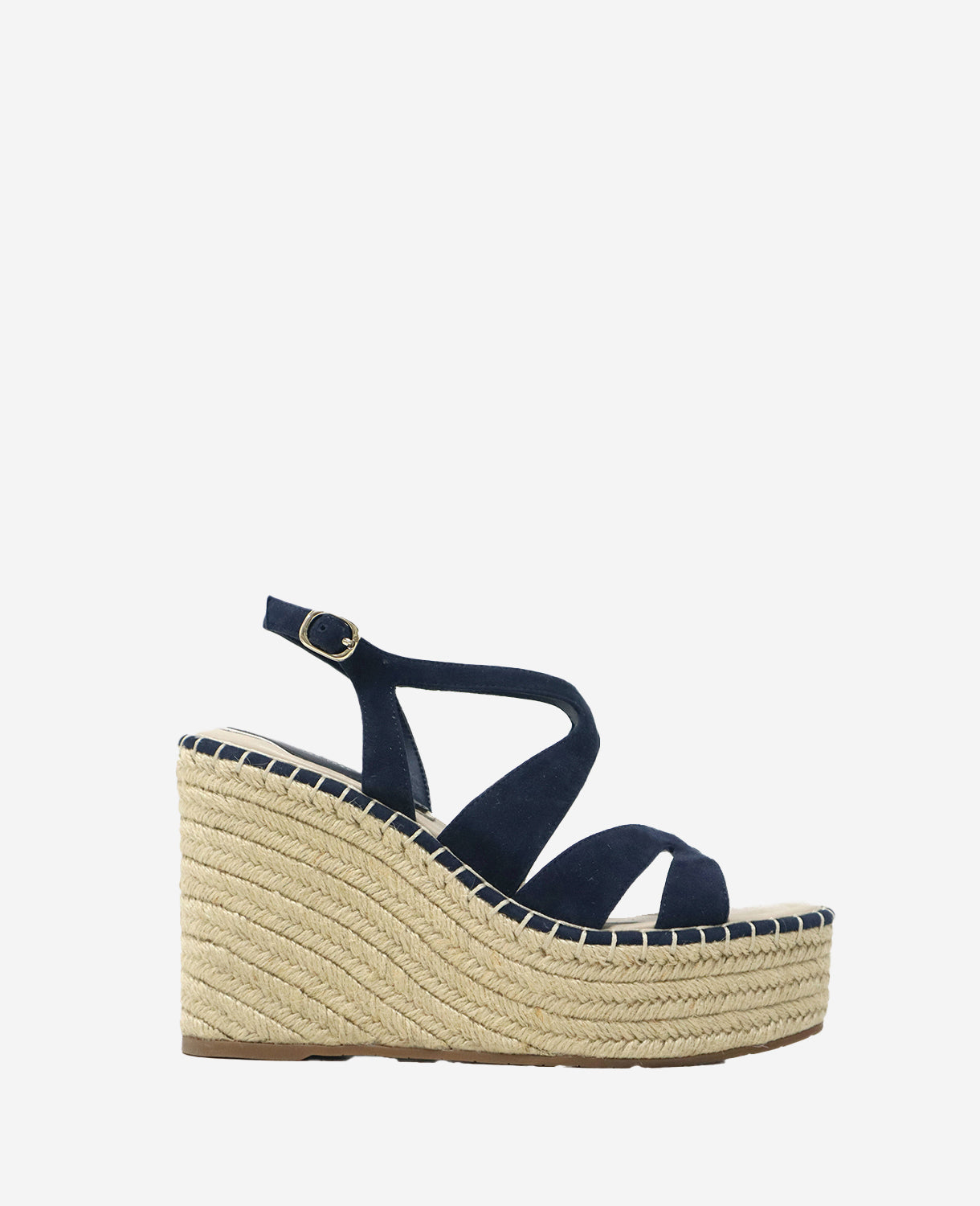 Shop Women's Navy Suede Espadrille Wedge Sandal | KC