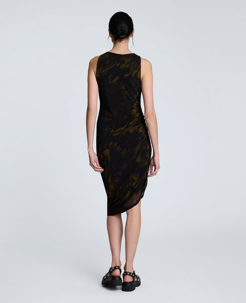 Shop Sandra Side Ruched Asymmetrical Mesh Dress | KC