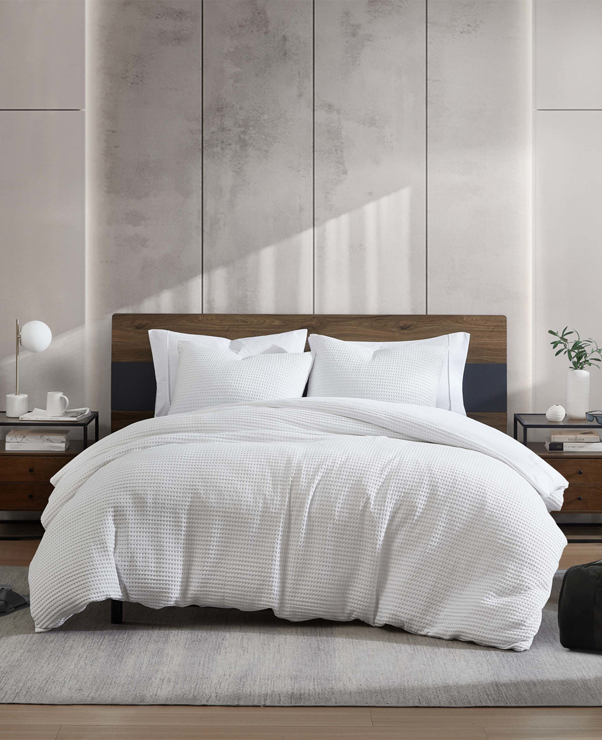 Shop Reversible Solid White Waffle Comforter Set | KC Home