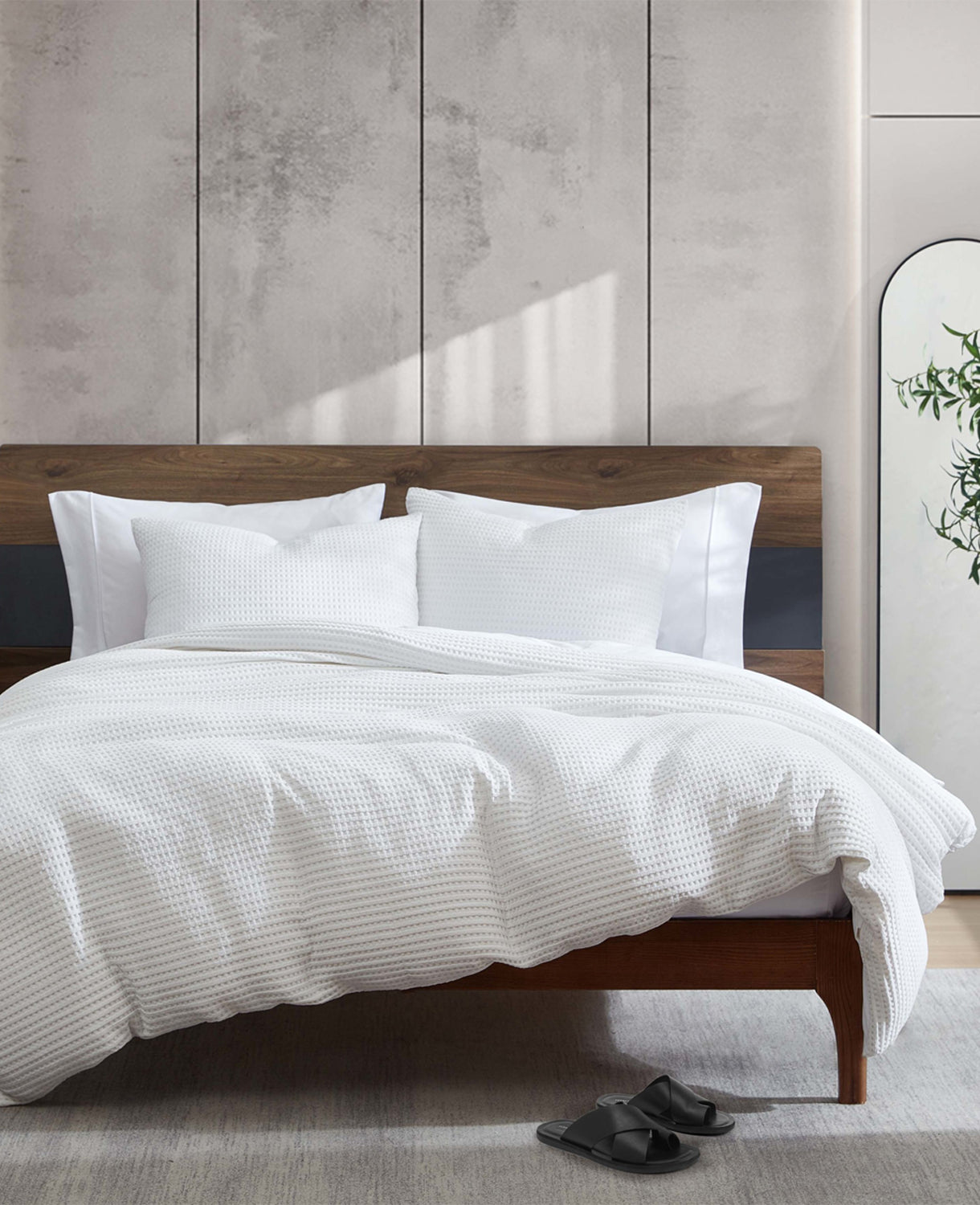 Shop Reversible Solid White Waffle Comforter Set | KC Home