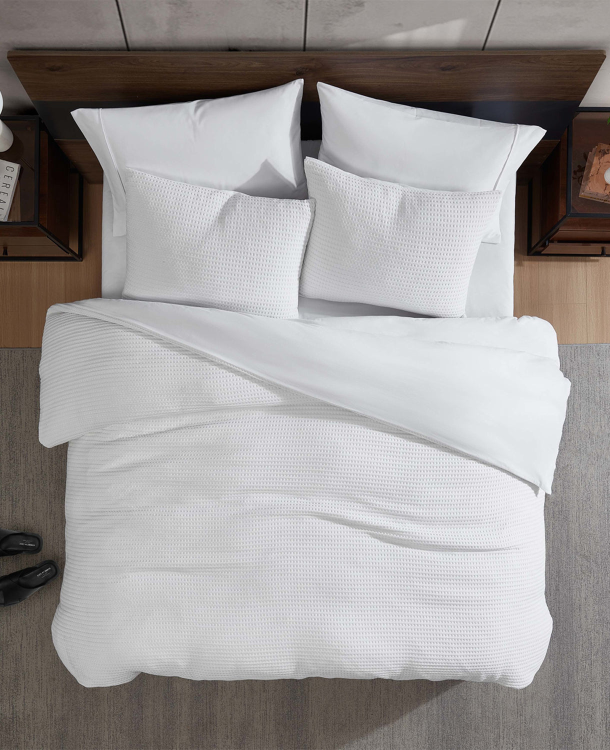 Shop Reversible Solid White Waffle Comforter Set | KC Home