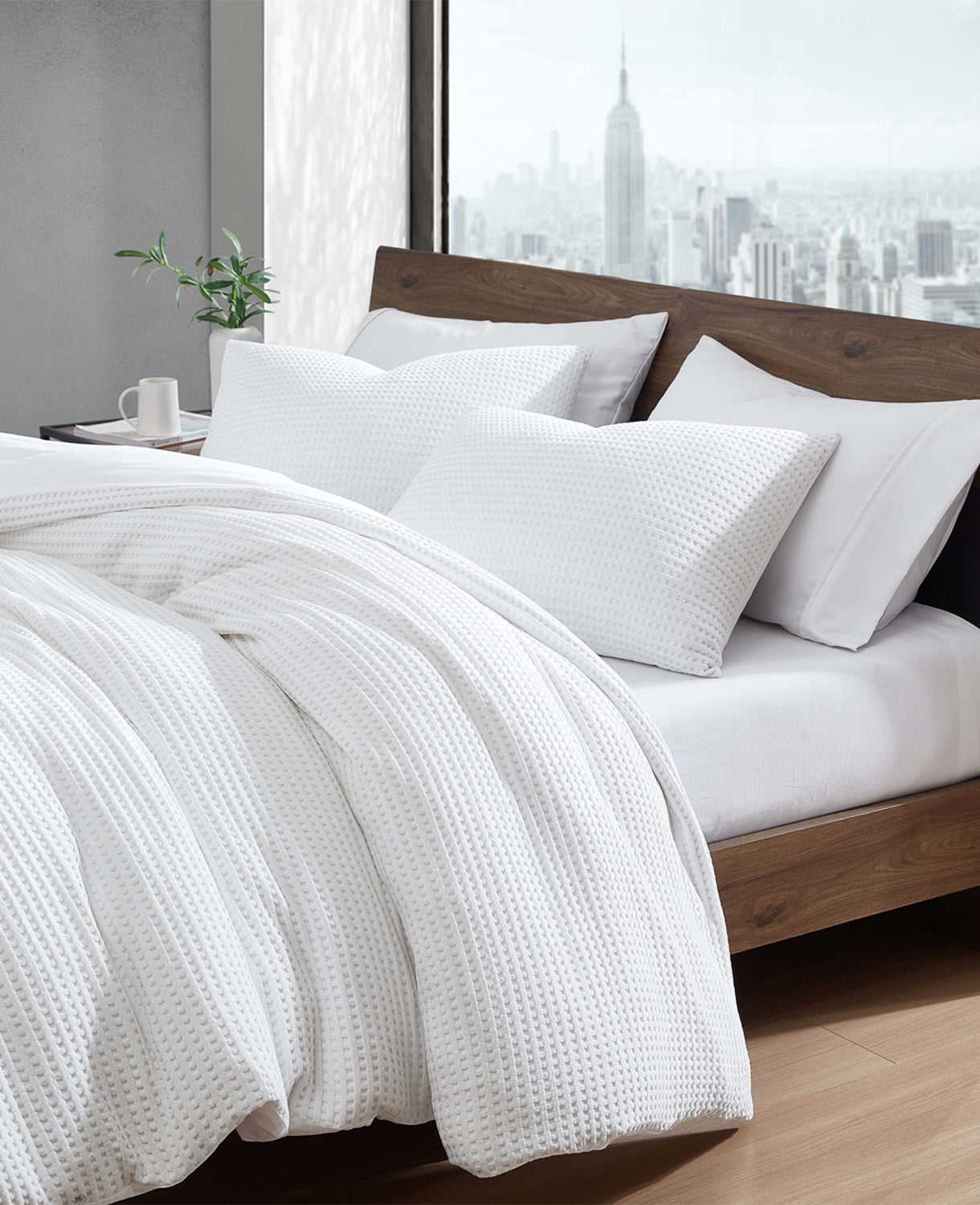 Reversible White Waffle Duvet Cover Set – Soft & Cozy | KC