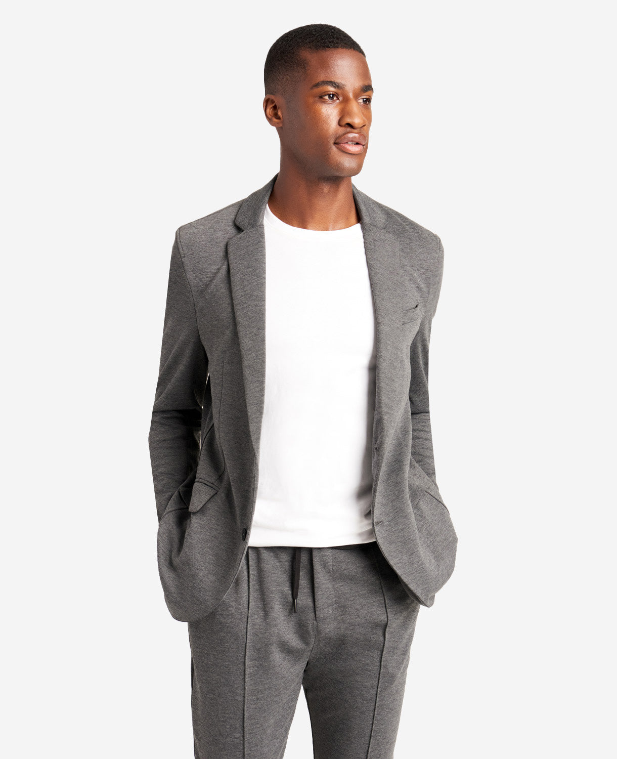 Men's Knit Tailored Jacket in Black Heather | Kenneth Cole