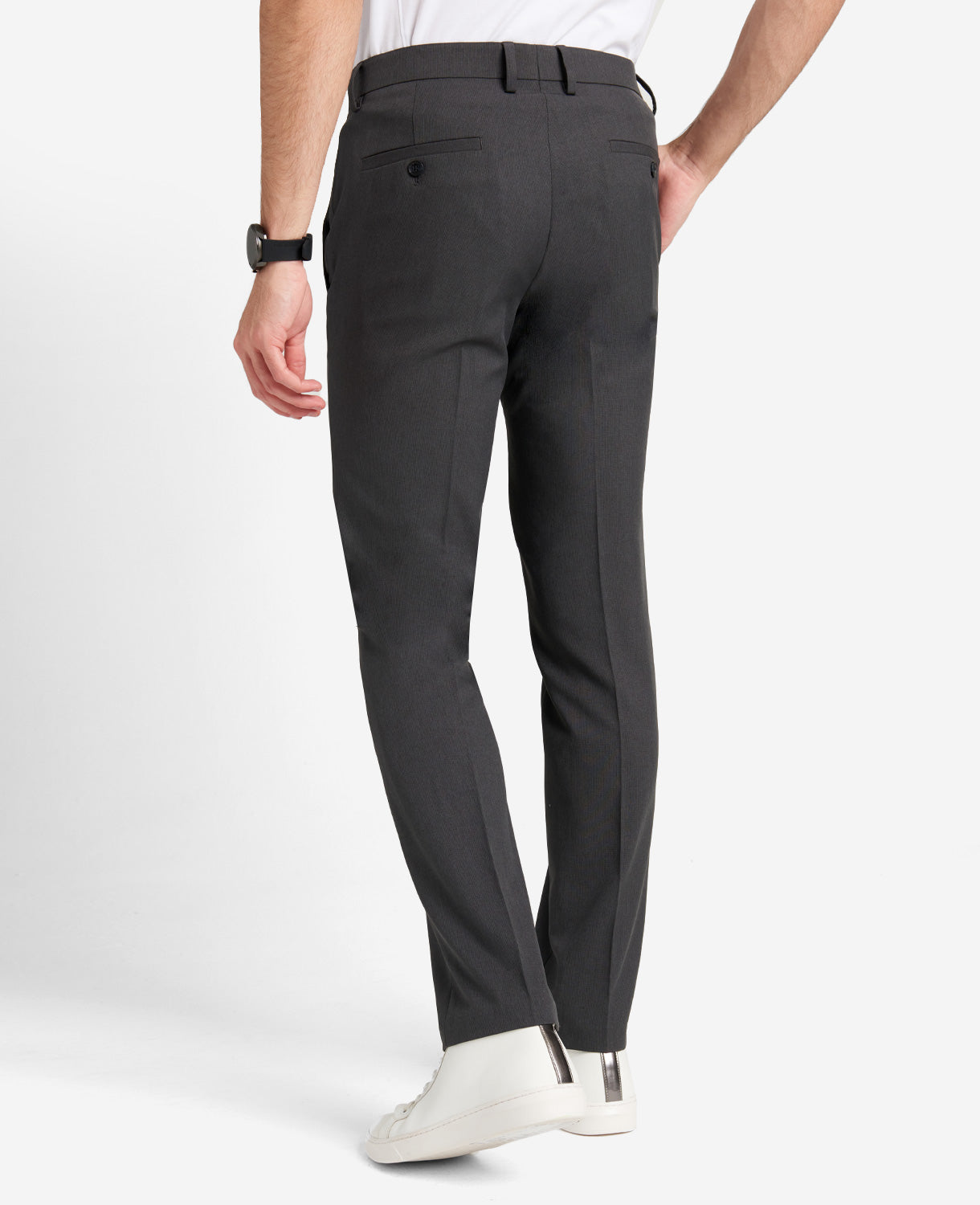 Modern-Fit Stretch Trouser – Charcoal Check | Kenneth Cole